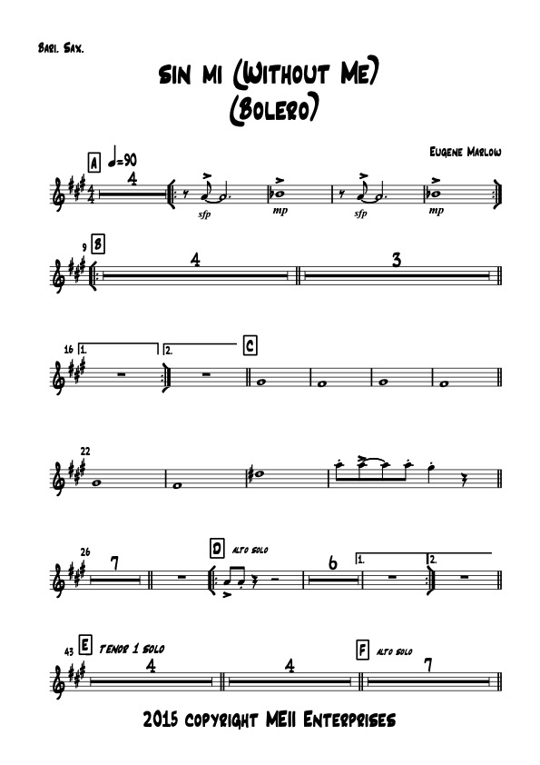 Sin Mi bari sax Latin jazz music www.3-2music.com